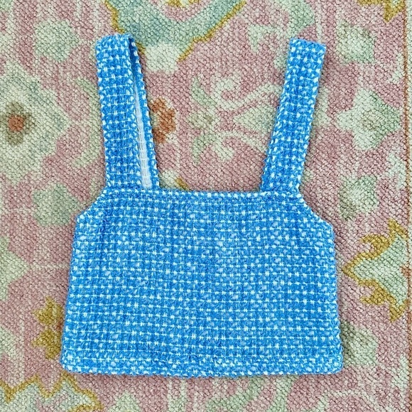 Zara | Tops | Bright Blue Knit Crop Top | Poshmark